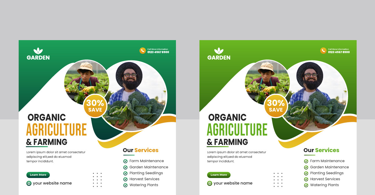 Organic agricultural and farming social media post banner template ...