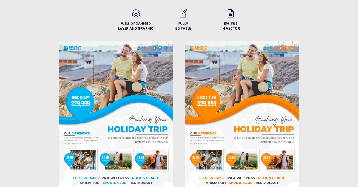 Tour and travel business promotion flyer - TemplateMonster