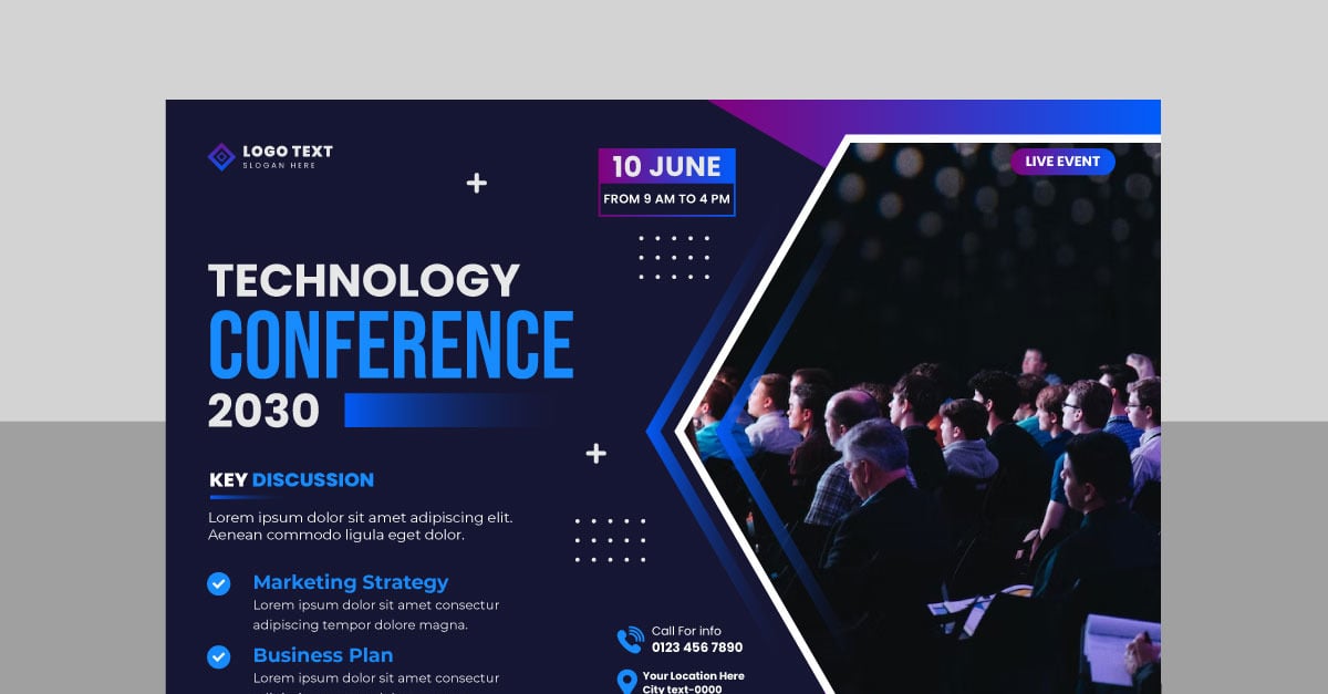 Business-Technologie-Konferenz-Flyer und Event-Einladungs-Banner ...