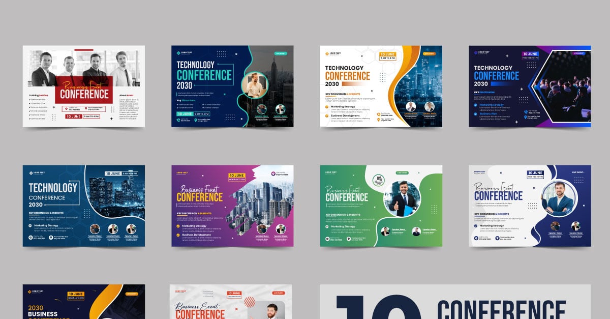 Technology event conference flyer template and Business webinar ...