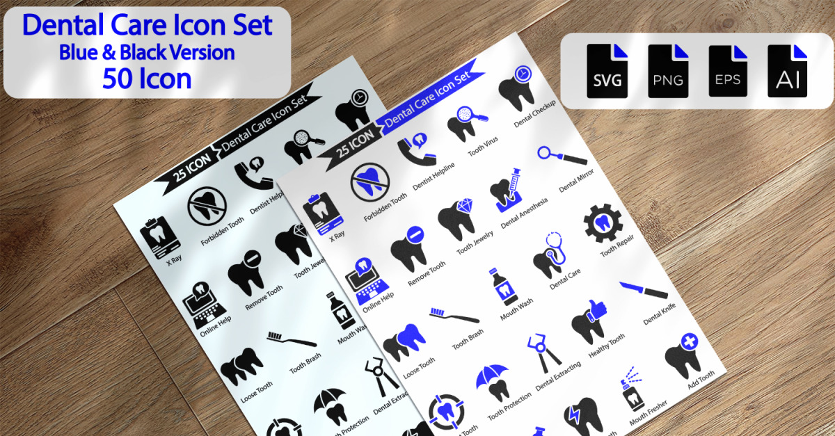 50 Premium Dental Care Icon Pack #319940 - TemplateMonster