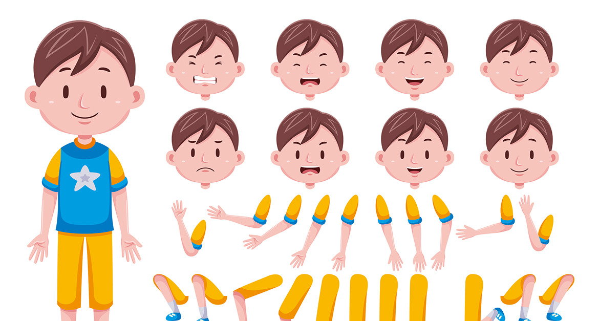 Front View Cute Boys Character Creation Set #01