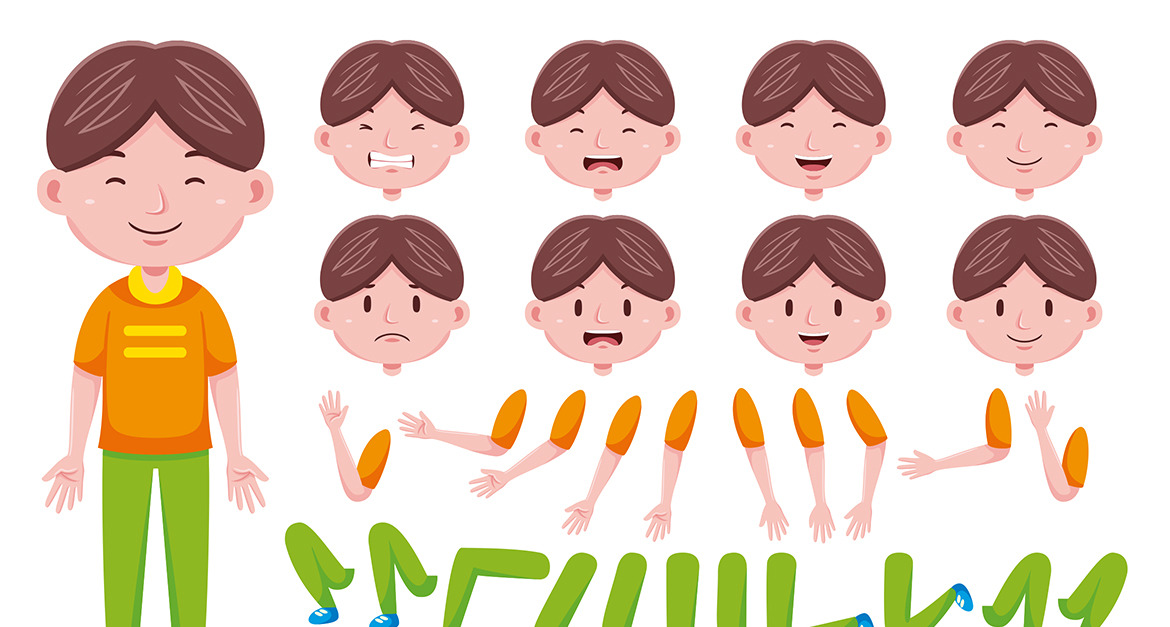 Front View Cute Boys Character Creation Set #03