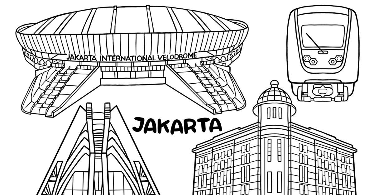 Jakarta City Kawaii Doodle Line Art #02 - TemplateMonster