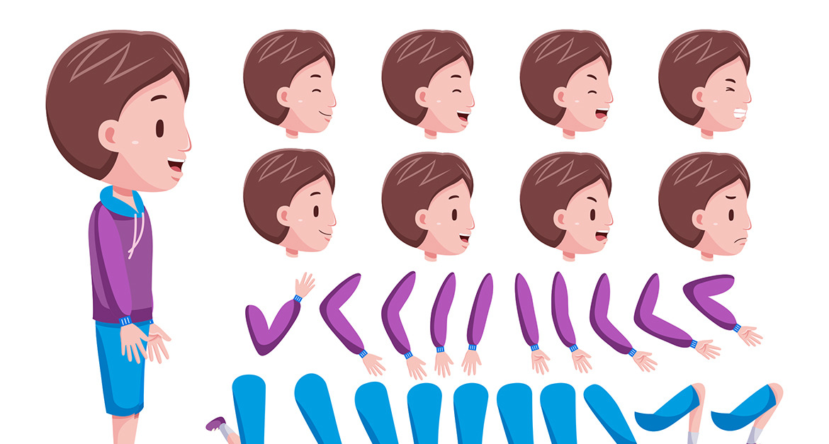 Right View Cute Boys Character Creation Set #04