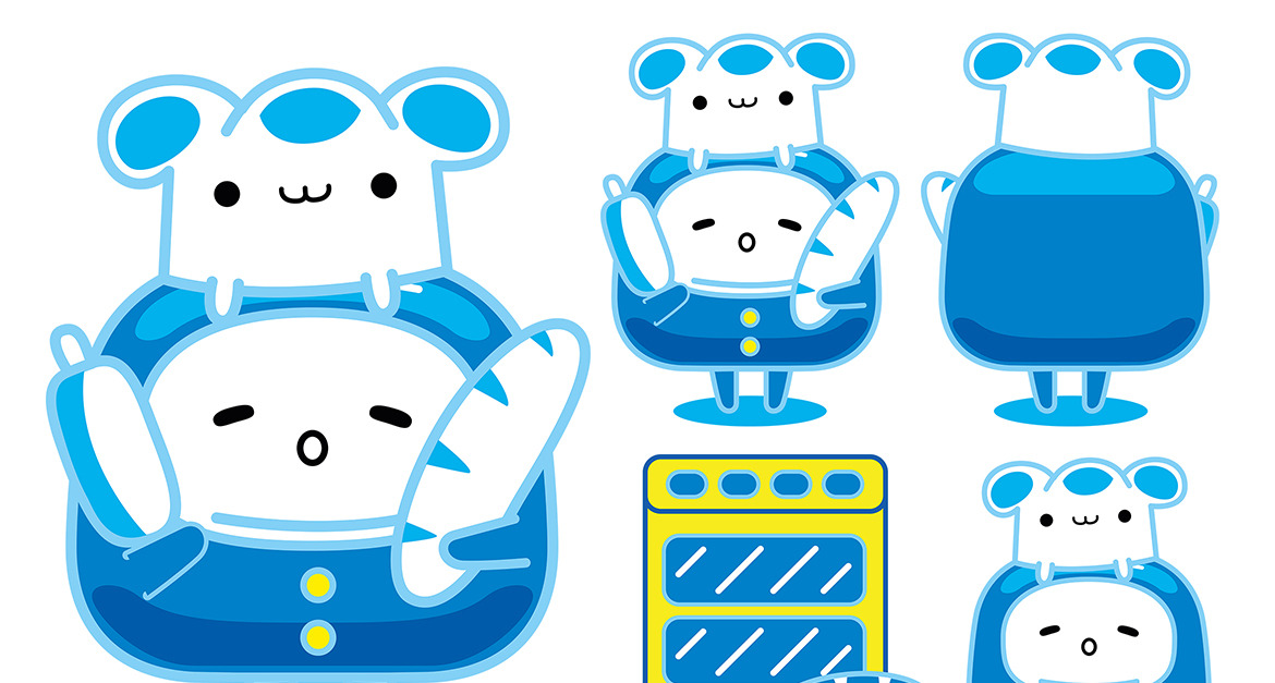 Blue Mascot Character (Baker) Vector Illustration