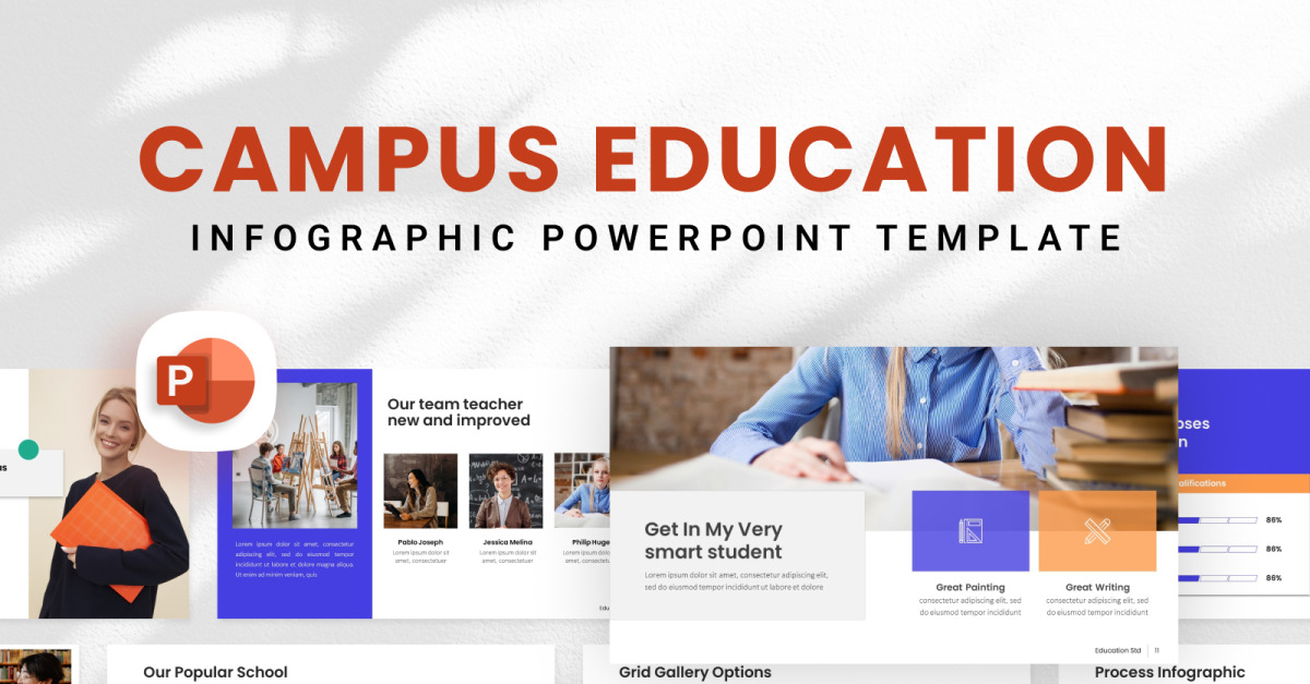 Campus Education PowerPoint Template - TemplateMonster