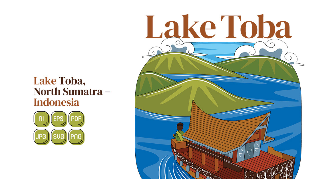 Ilustración de Vector de lago Toba #320576 - TemplateMonster