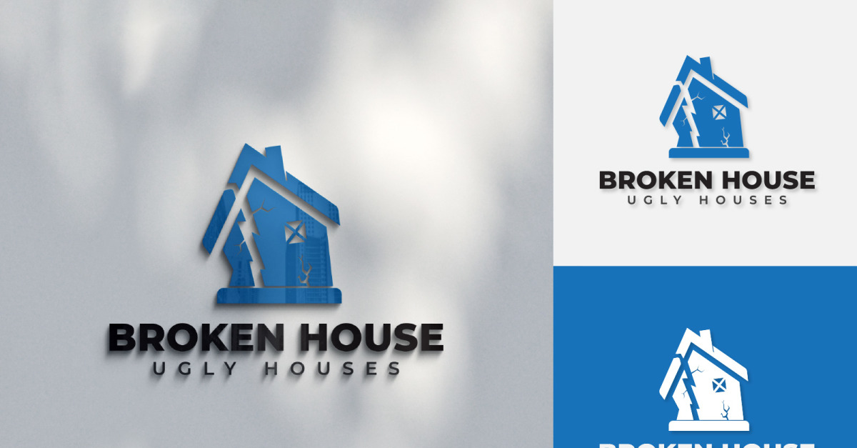 Design de logotipo de casa feia e quebrada - TemplateMonster