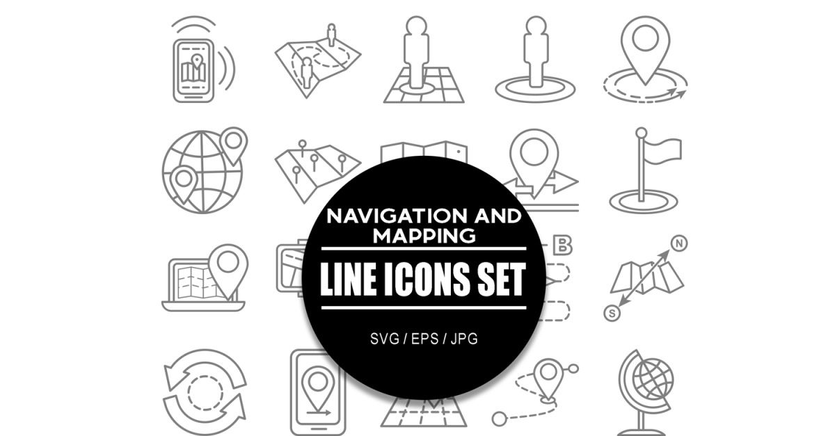 Navigation and Mapping Icon Set Bundle - TemplateMonster