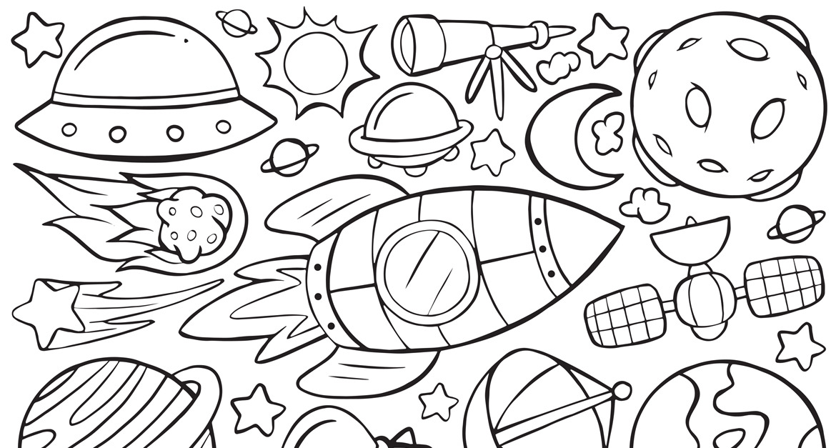 Espacio Doodle Vector Línea Arte #01 - TemplateMonster