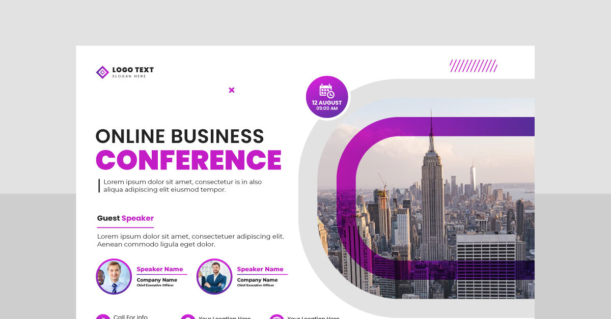 Corporate business conference invitation banner or live webinar event ...