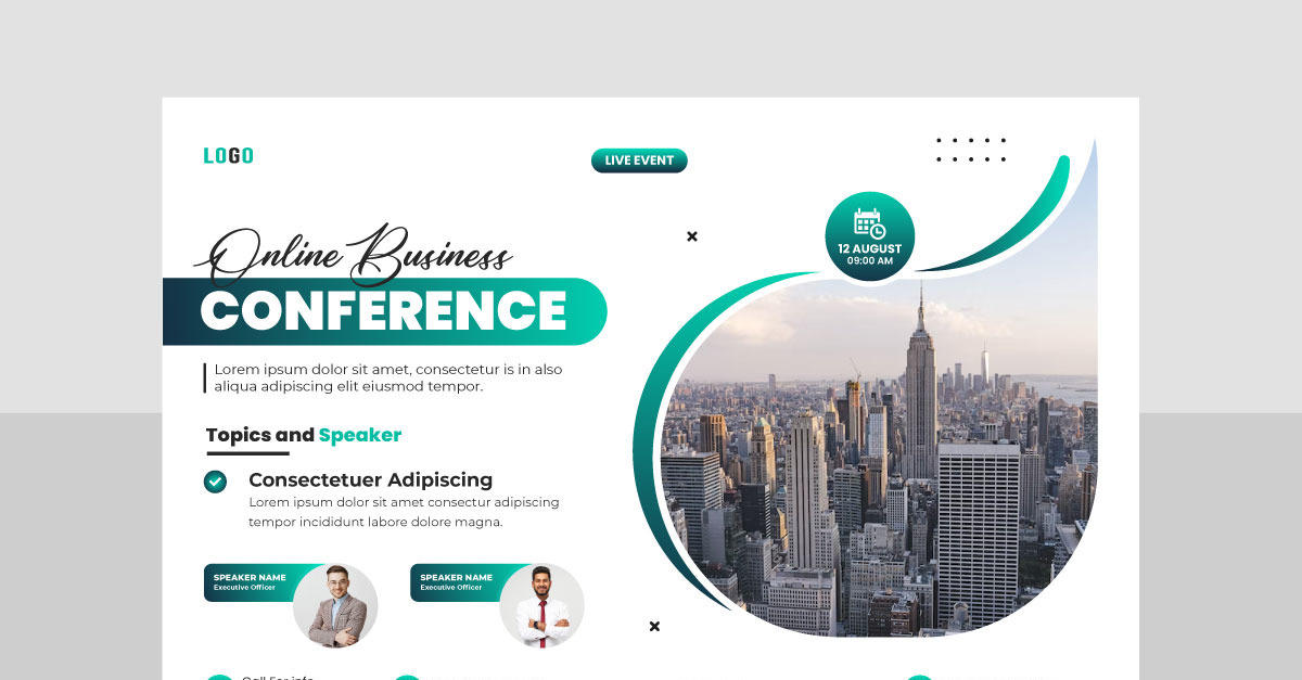 Creative business conference invitation banner or webinar horizontal ...