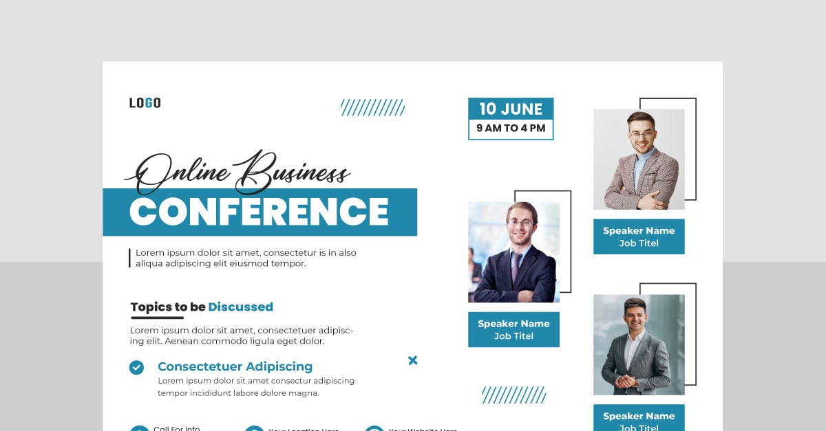 Minimal business conference invitation banner or live webinar ...