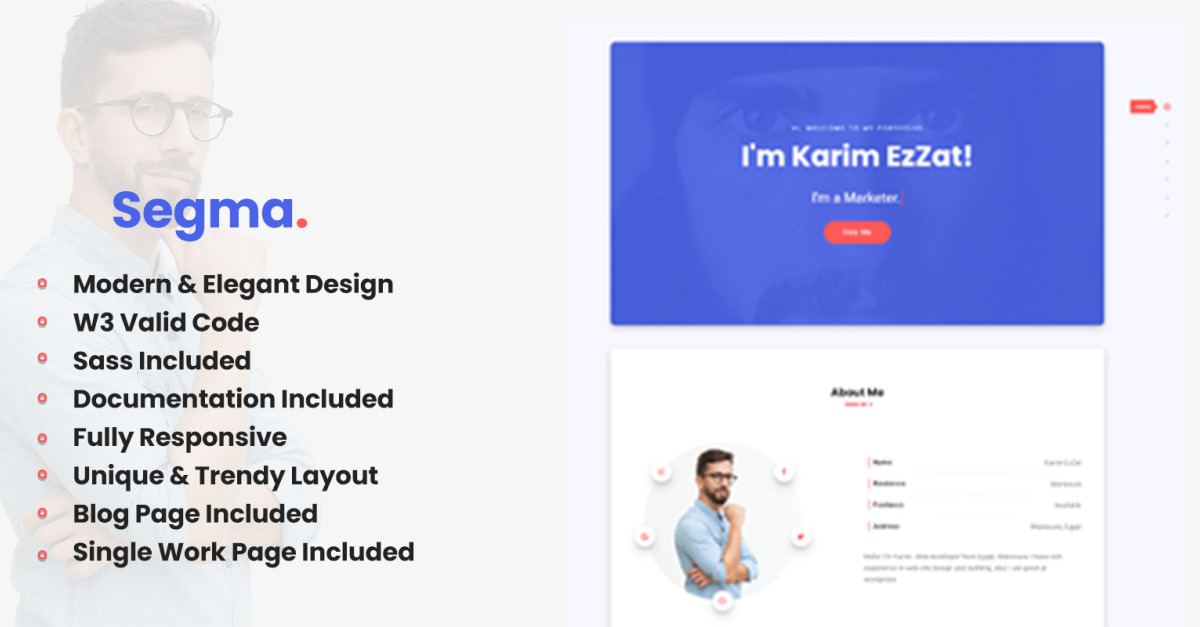 Segma - HTML5 Personal Portfolio Template - TemplateMonster