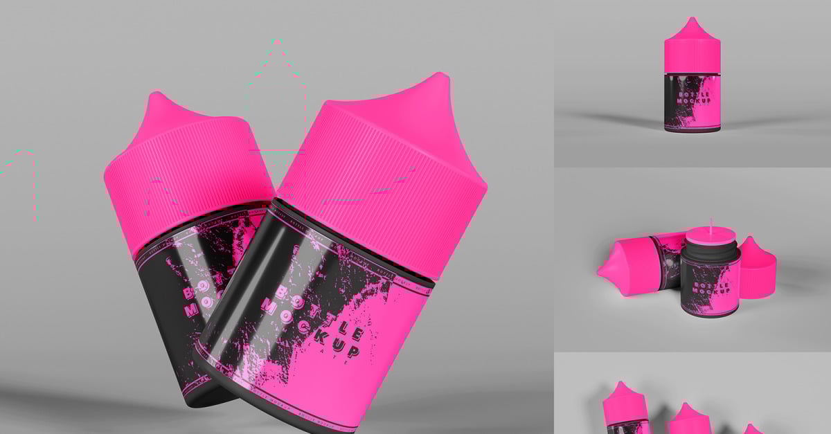 Bundle Liquid Pink Bottle Mockup #321351 - TemplateMonster