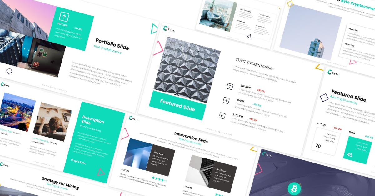 Modello Powerpoint di criptovaluta byte - TemplateMonster