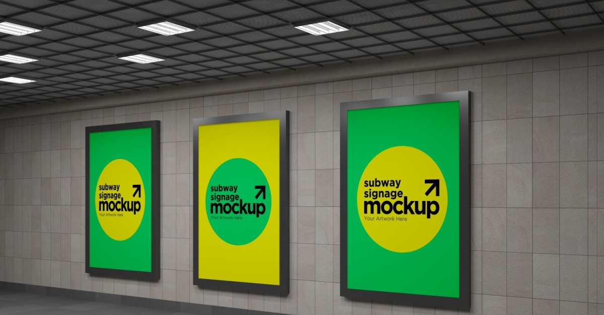 Subway Three Sign Mockup 06 #321370 - TemplateMonster