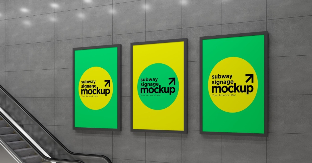 Subway Three Sign Mockup 09 #321376 - TemplateMonster