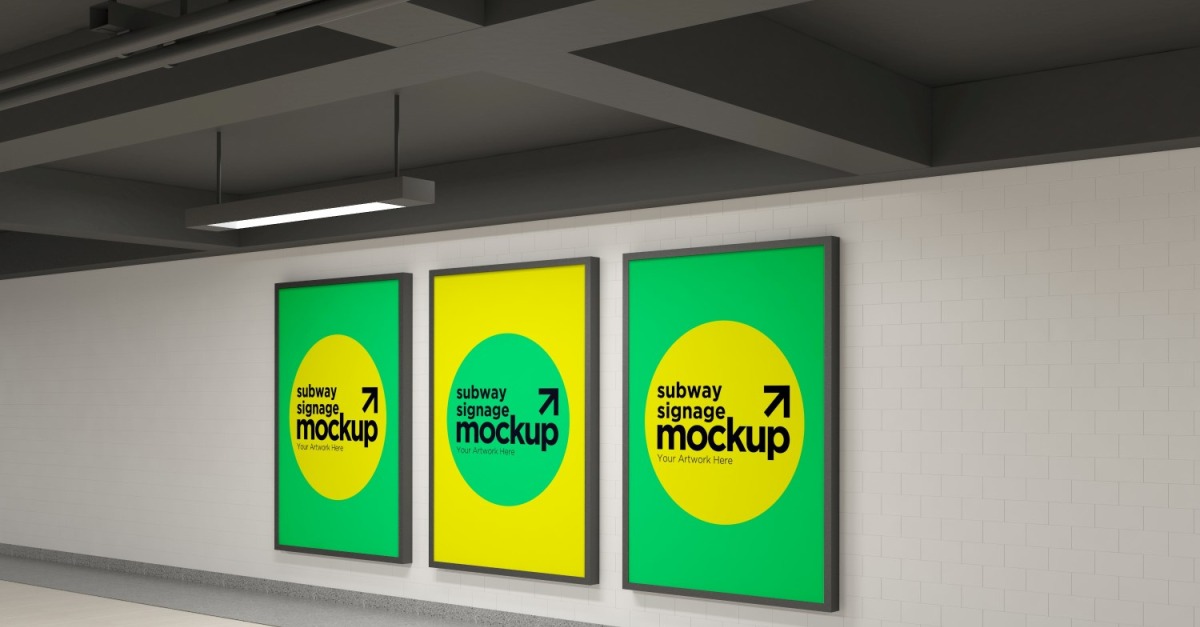 Subway Three Sign Mockup 16 #321426 - TemplateMonster