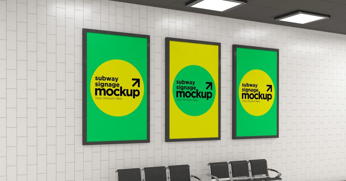 Subway Three Sign Mockup 24 #321456 - TemplateMonster