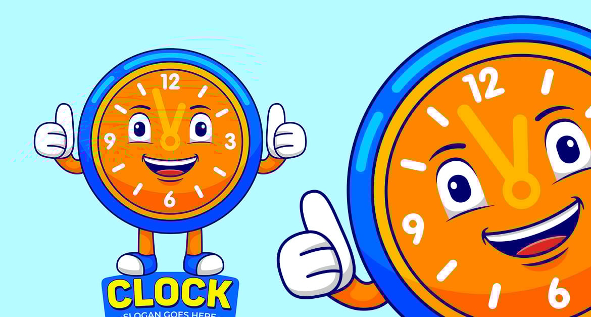 Clock Mascot Logo Vector Style #321784 - TemplateMonster