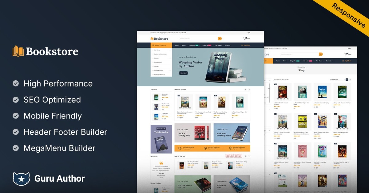 Librería - Librería WooCommerce Elementor Responsive Theme