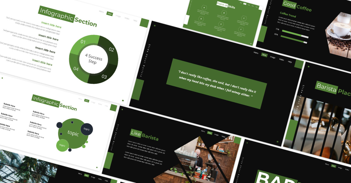 Modello Powerpoint caffè creativo barista - TemplateMonster