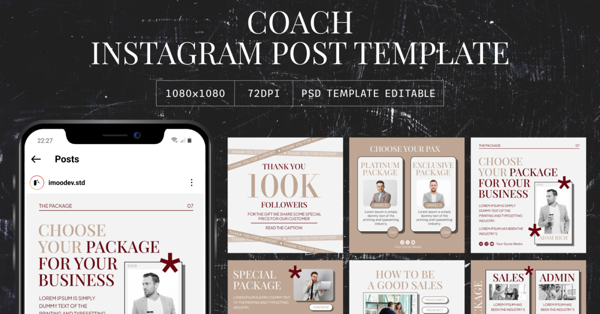 Coach Instagram Post Template #322307 - TemplateMonster