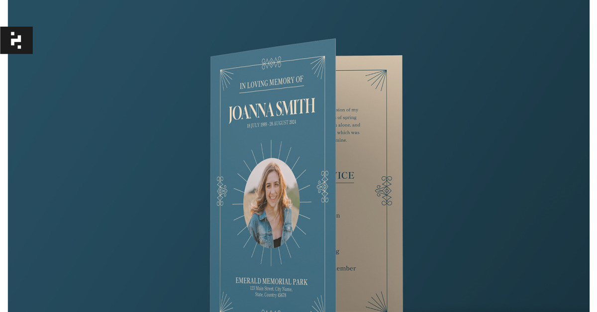 Blue Funeral Program Template #322414 - TemplateMonster