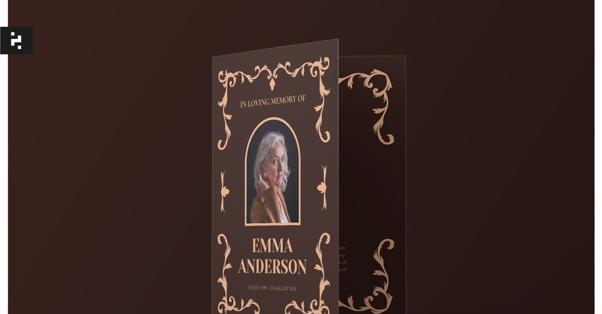 Brown Elegant Funeral Program #322417 - TemplateMonster