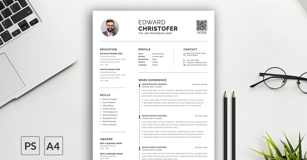 2 Pages Professional CV Resume #322477 - TemplateMonster