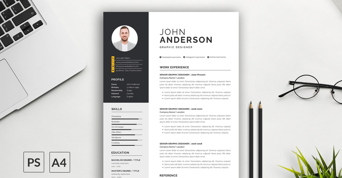 2 Pages Simple Resume Template #322457 - TemplateMonster