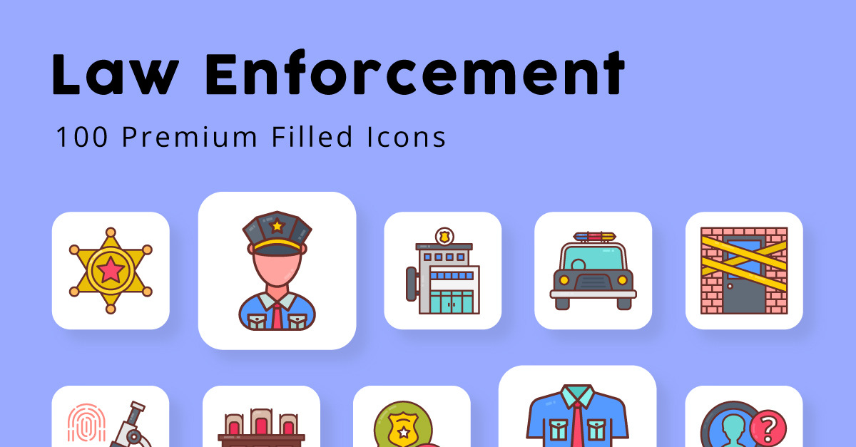 Law Enforcement Unique Filled Icons #322517 - TemplateMonster