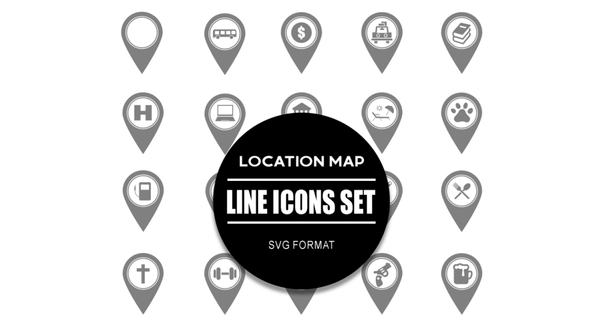 Location Map Icon Set Icons Bundle #322593 - TemplateMonster