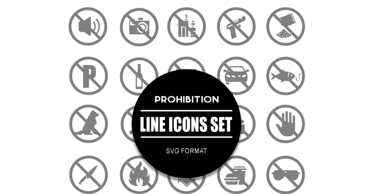 Prohibition Icon Set Forbiden Icons Bundle - TemplateMonster