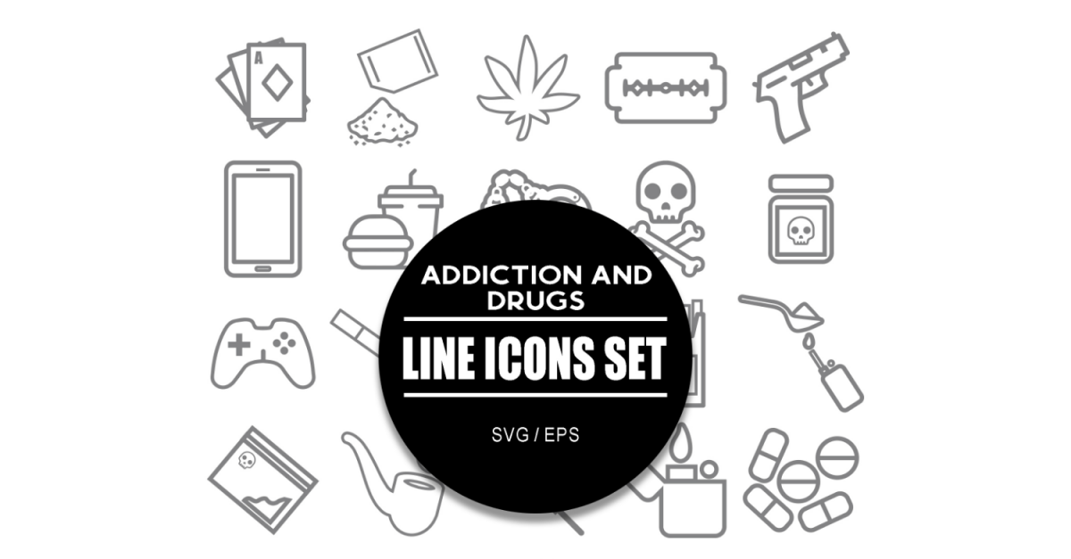 Addiction and Drugs Icon Set Icons Bundle - TemplateMonster