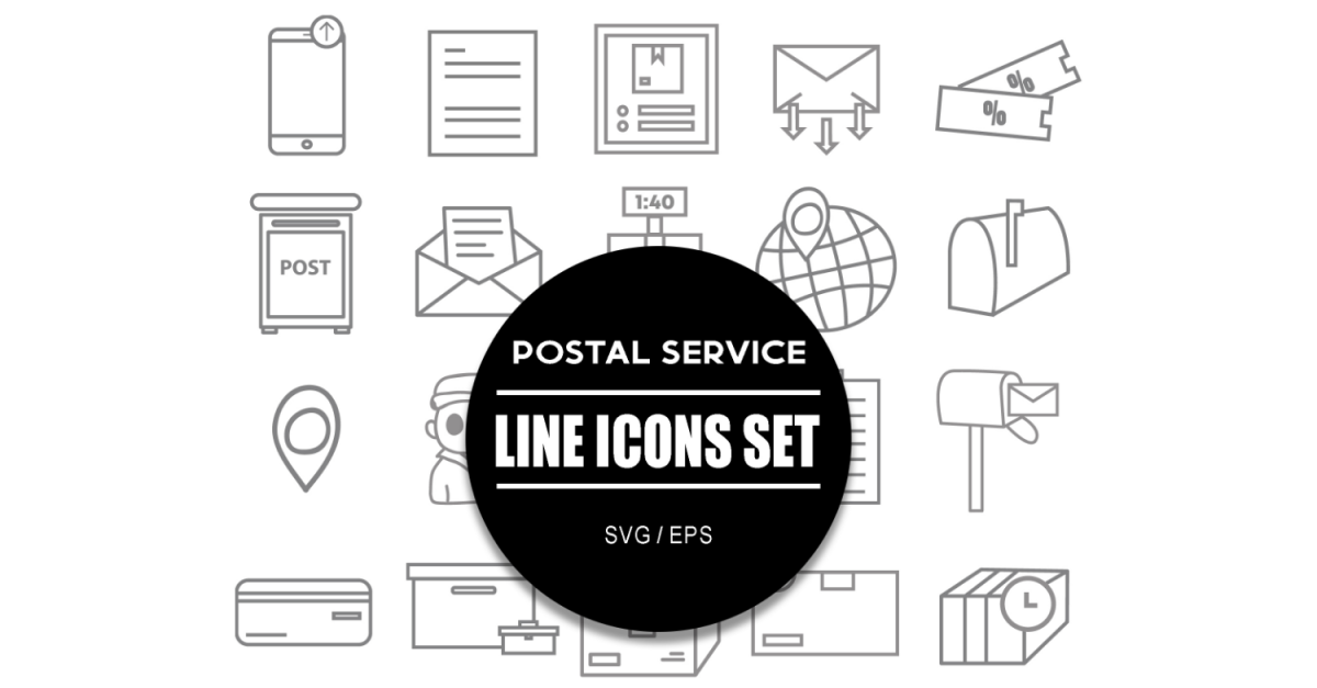 Postal Service Icon Set Shipping Icons Bundle