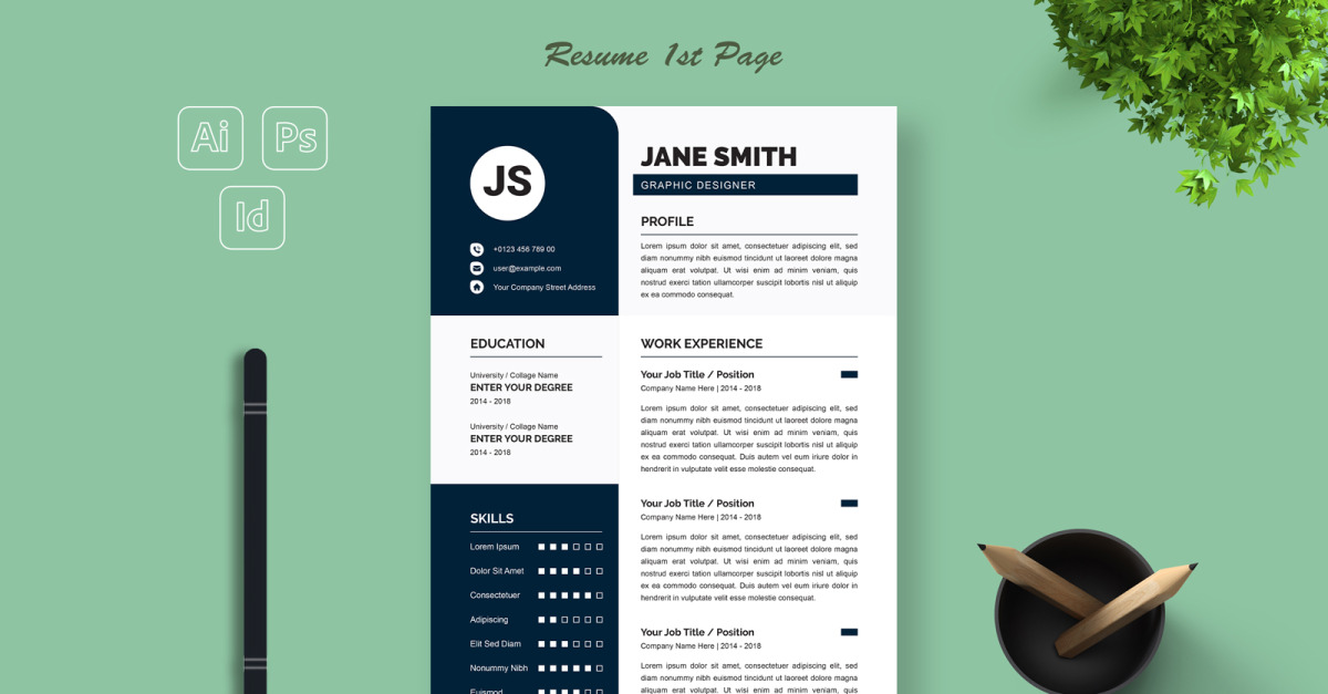 Resume Mall Design Blå Färg #322691 - TemplateMonster