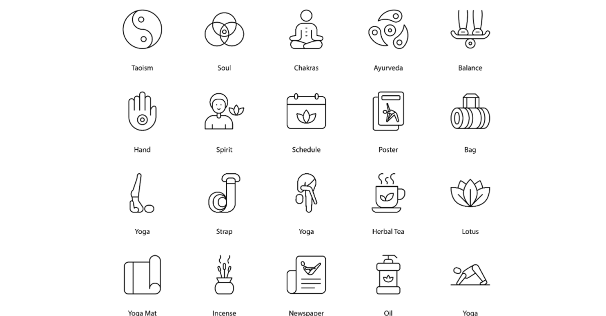 Yoga Icon Set Meditation Icons Bundle - TemplateMonster