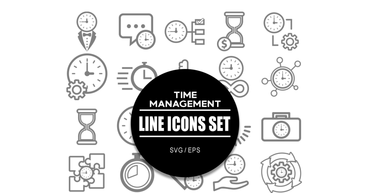Zeitmanagement-Icon-Set Zeit-Icons-Bündel - TemplateMonster