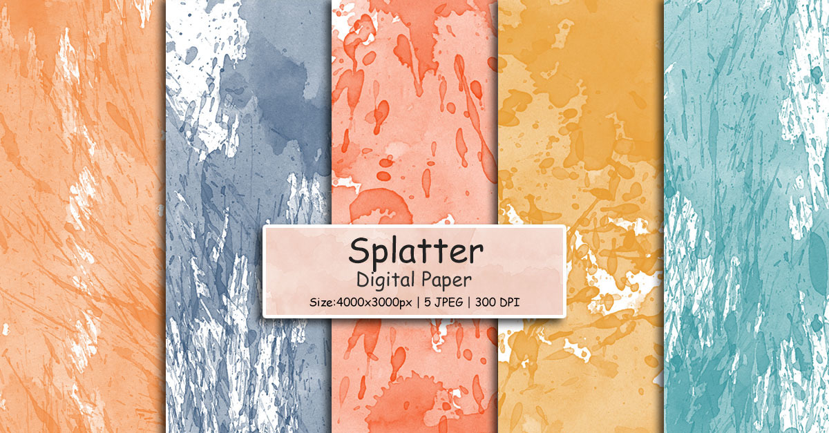 Abstract paint splatter texture background, Watercolor digital paper ...