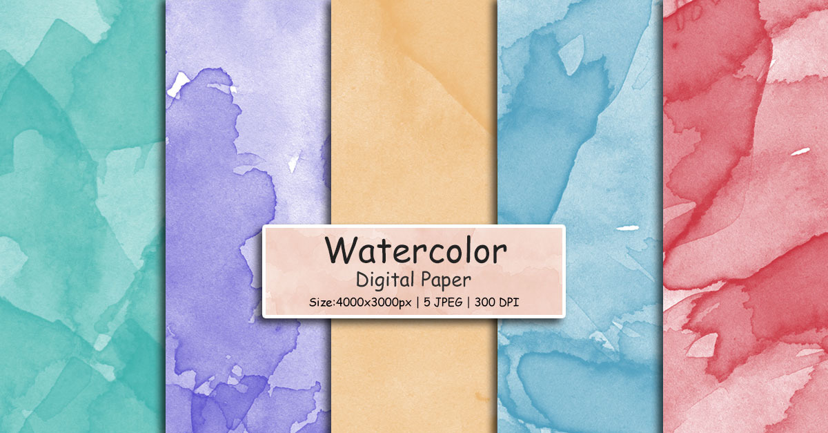 Abstract watercolor digital paper background, paint splatter texture ...