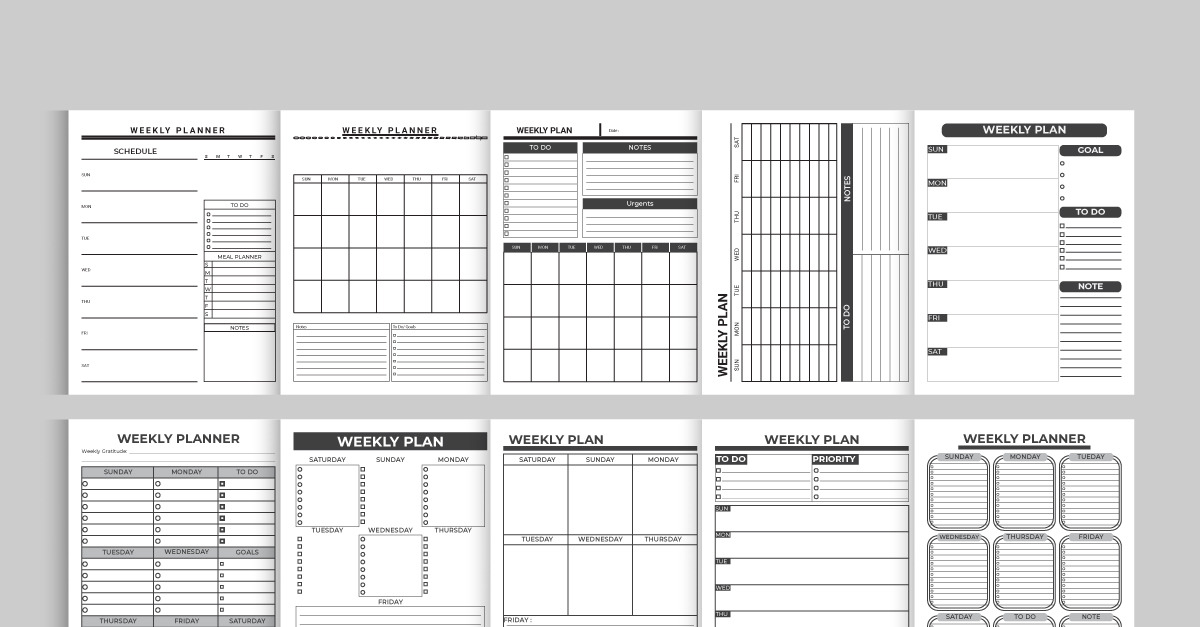 10 Editable Canva Templates Weekly Planner for KDP 01