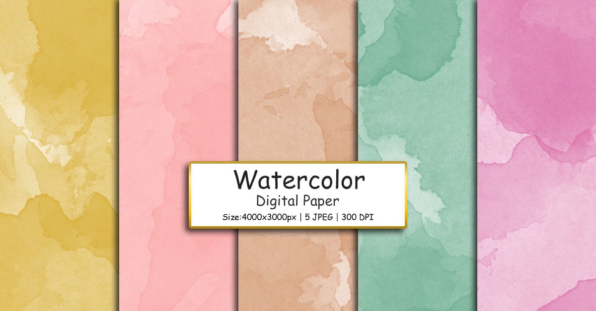 Pastel watercolor digital paper, colorful paint splatter texture background