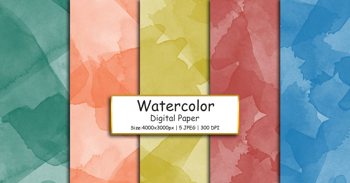 Watercolor Digital Paper, Colorful Texture, Pastel Ombre Texture Background