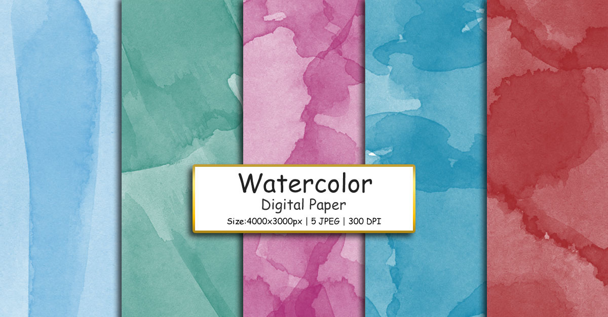 Watercolor digital paper, pastel watercolor background, watercolor texture