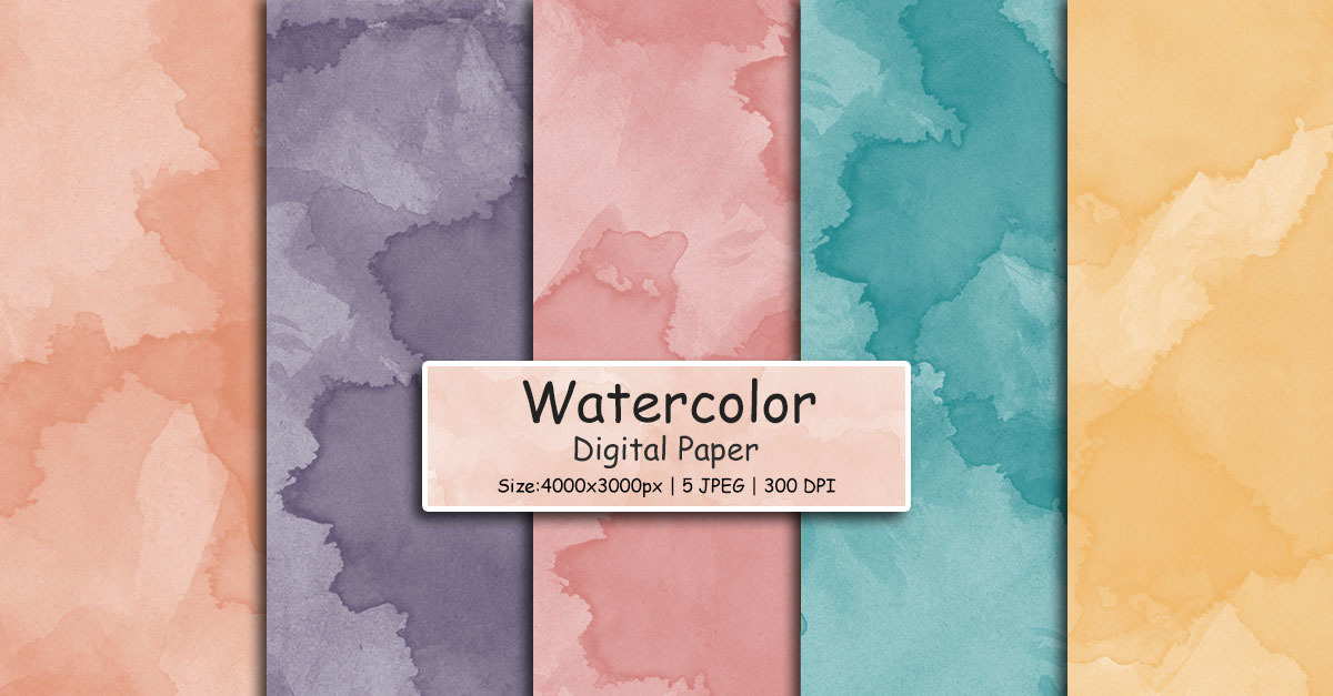 Watercolor Splashes Digital Paper Pack, Watercolor Waves Texture ...