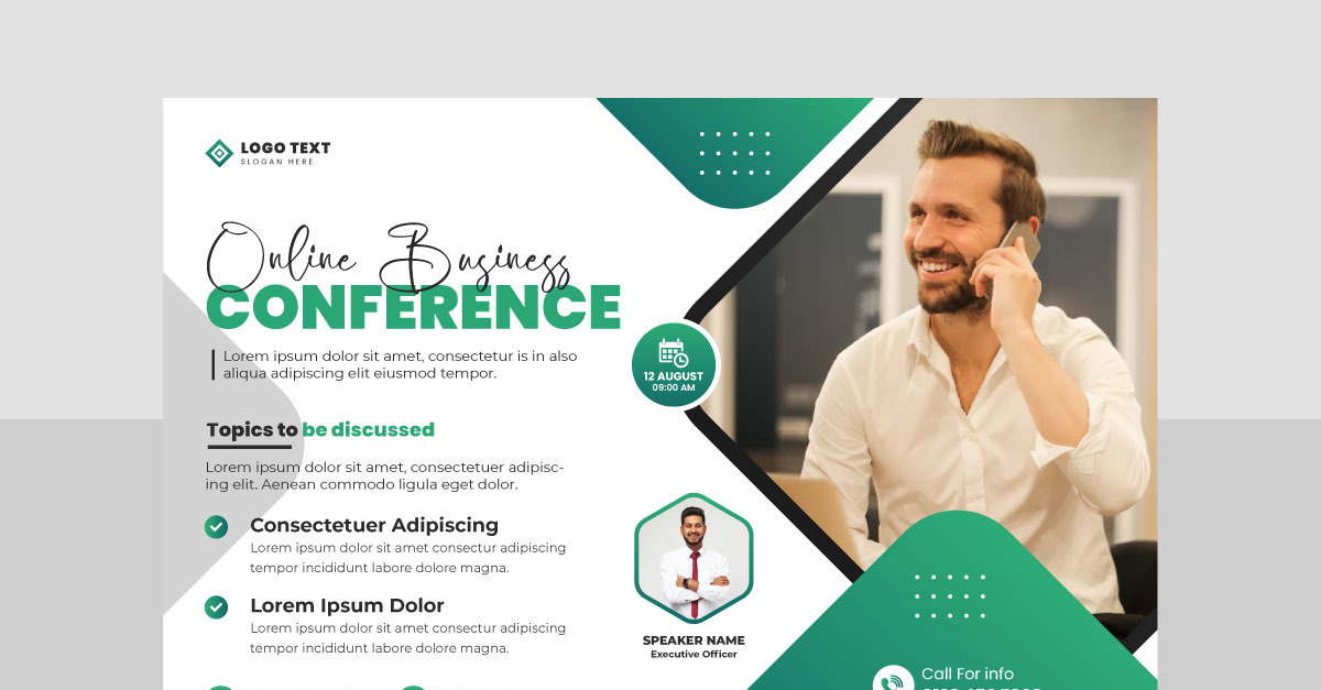 Abstract Business technology conference flyer and corporate event ...