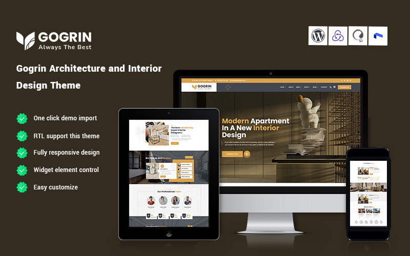 Gogrin - Thème WordPress pour architecture et design dintérieur